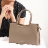 Minimalist Structured Handbag With Detachable Strap Almond Beige: Gift ...