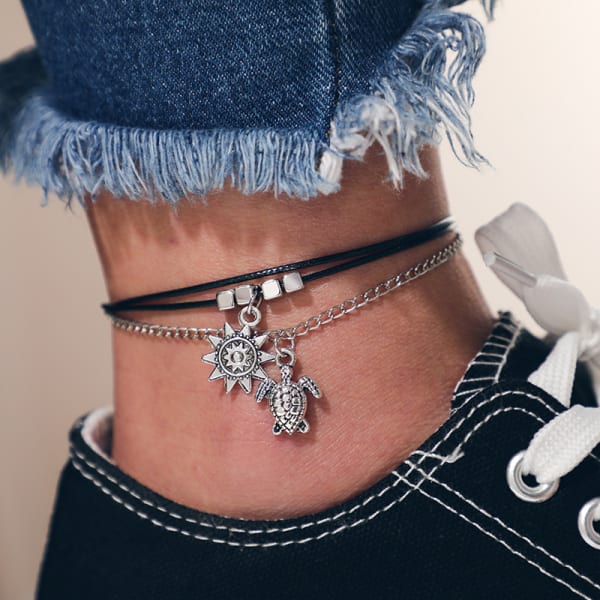 Buy/Send Anklets - Bohemian - Turtle And Sun - Single Piece - Juju Joy Online | IGP | JVS1234299