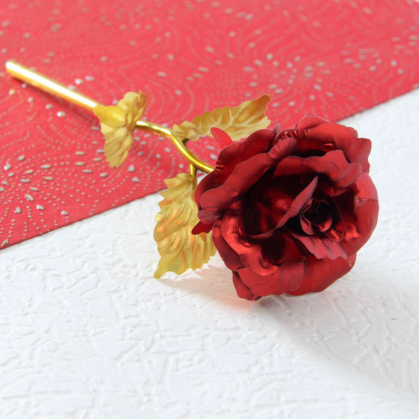 Artificial Gold Plated Red Rose: Gift/Send Home and Living Gifts Online ...
