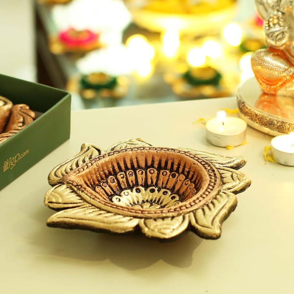 Big Size Metallic Clay Designer Diya: Gift/Send Diwali Gifts Online ...