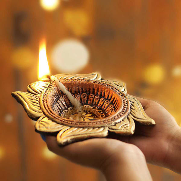 Big Size Metallic Clay Designer Diya: Gift/Send Diwali Gifts Online ...