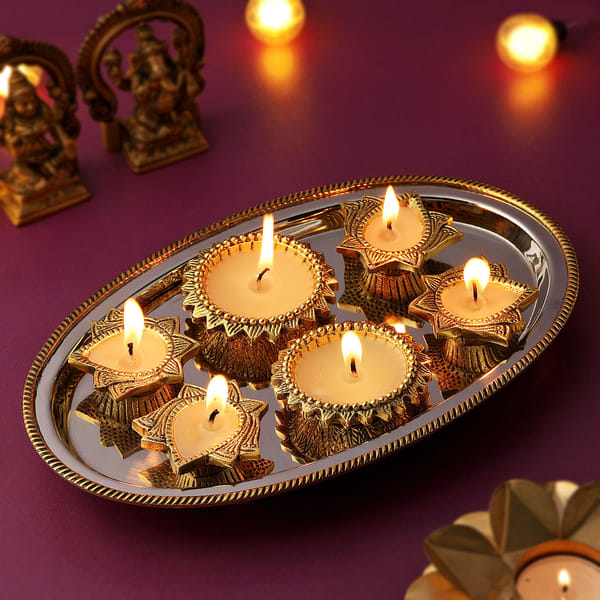 Buy/Send Bright Lights Metal Diyas for Diwali Online | IGP | JVS1190045