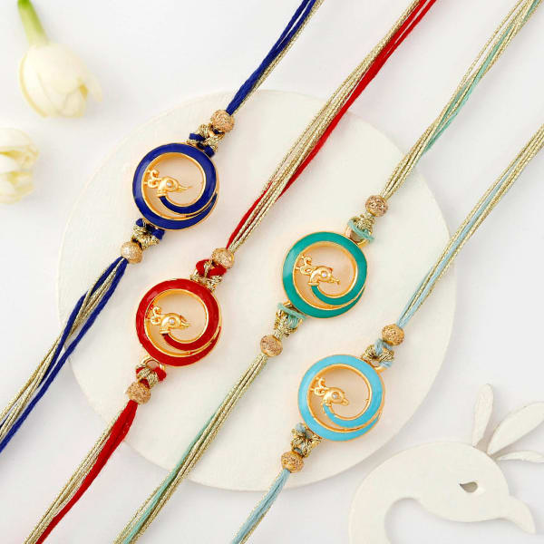 Buy/Send Captivating Peacock Rakhi Set Of 4 Online | IGP | JVS1262584
