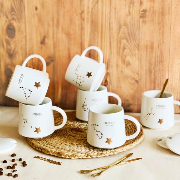 Coffee Mug With Lid And Spoon Star Sign Constellation Single Piece ...