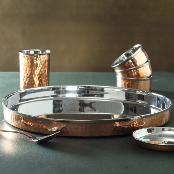 Copper Thali Set: Gift/Send Home and Living Gifts Online J11106831 |IGP.com