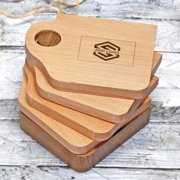 Cup Shaped Wooden Coasters Customized with Logo & Company Name: Gift ...