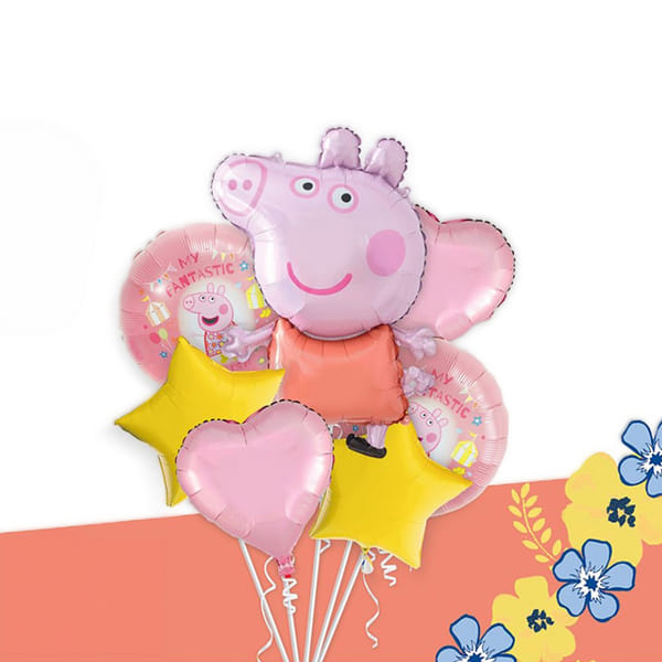 Buy/Send Cute Peppa Pig Foil Balloons - Set Of 7 Online | IGP | JVS1402959
