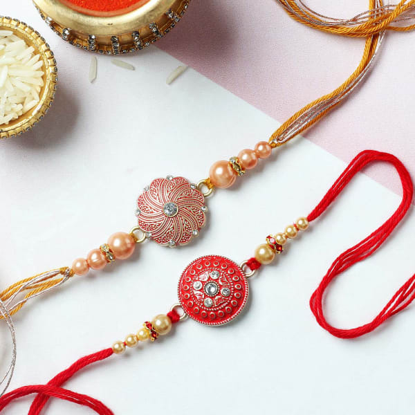 CZ Stone Designer Rakhi Set of 2 : Gift/Send Rakhi Gifts Online ...