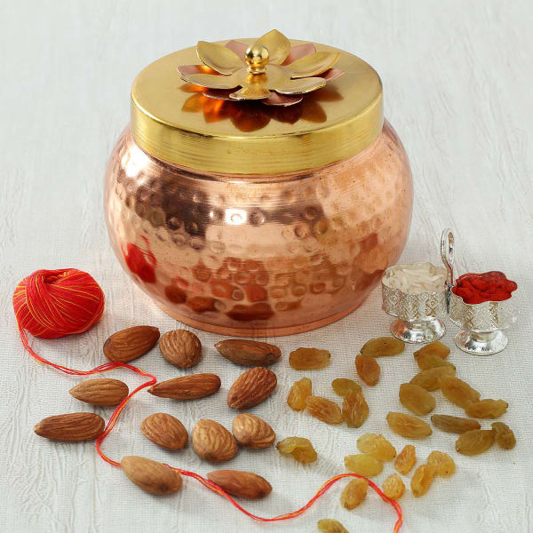 Dry Fruits in Metal Container with Decorative Lid: Gift/Send Bhaidooj ...