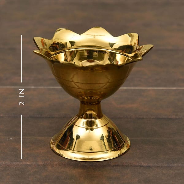Floral Pattern Brass Batti Diya 2 inch: Gift/Send Home and Living Gifts ...