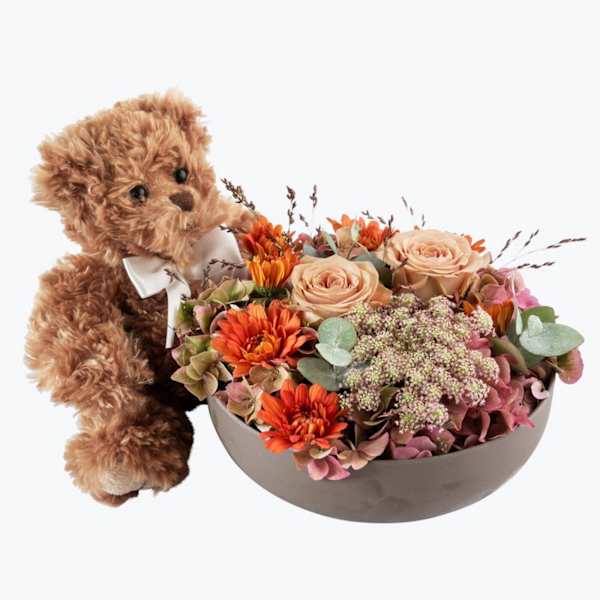 Golden Bowl and Teddy 240521: Gift/Send Interflora Gifts Online ...