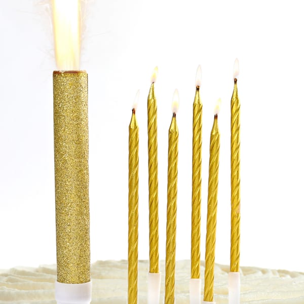 Buy/Send Golden Swirl Candle With Sparkling Candle 7 Pcs Set Online ...