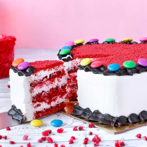 Order Heart Shape Gems Red Velvet Cake 1 Kg Online at Best Price, Free ...