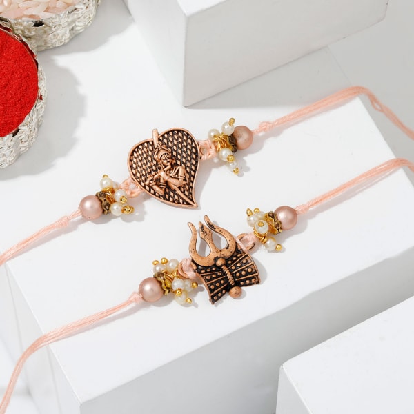 Buy/Send Heavenly Lord Krishna And Trishul Oxidised Copper Rakhi Online ...