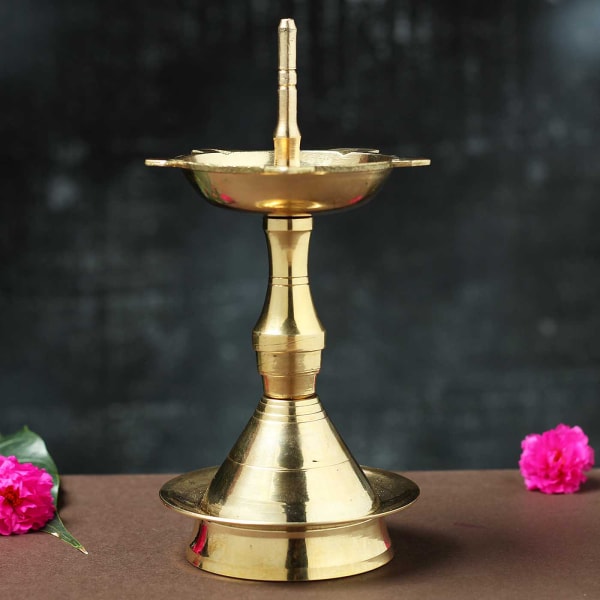 Kerala Diya in Golden Brass Finish: Gift/Send Diwali Gifts Online ...