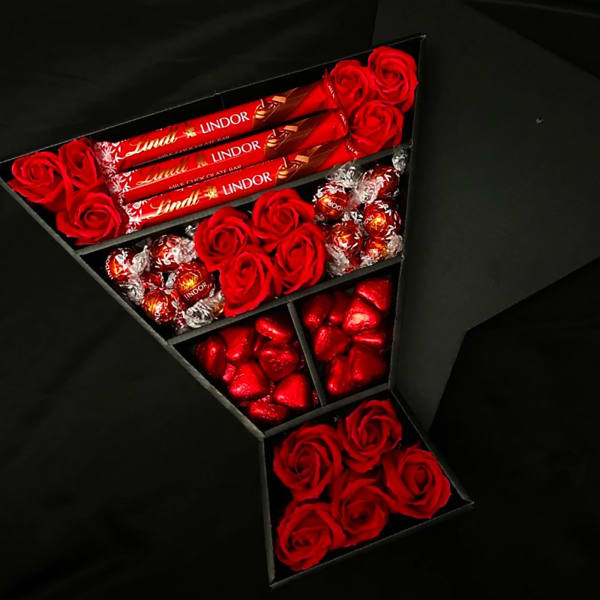 Lindt Lindor Signature Chocolate Bouquet With Red Roses: Gift/Send ...