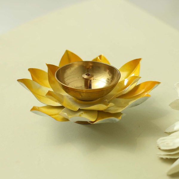 Lotus Shaped Designer Diya in Metal: Gift/Send Diwali Gifts Online ...
