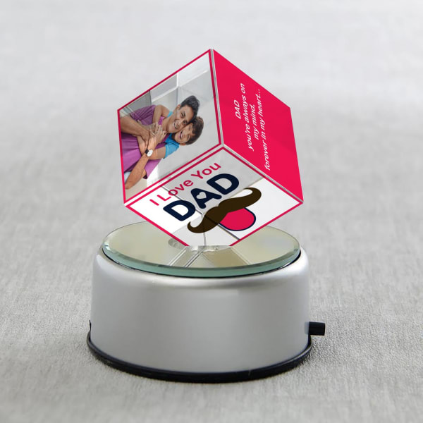 Love You Dad Personalized Rotating Crystal Cube with LED: Gift/Send ...