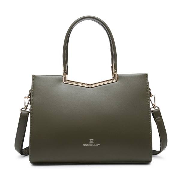 Buy/Send Minimalist Structured Handbag With Detachable Strap - Forest ...