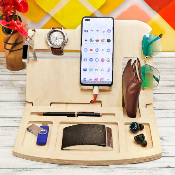 Multi compartment Wooden Desk Organiser: Gift/Send Home Gifts Online ...