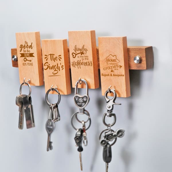Personalised Family Themed Wooden Keyholder: Gift/Send Home and Living ...