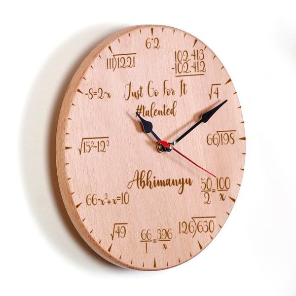 Personalized Math Lover Wooden Wall Clock: Gift/Send Home and Living ...