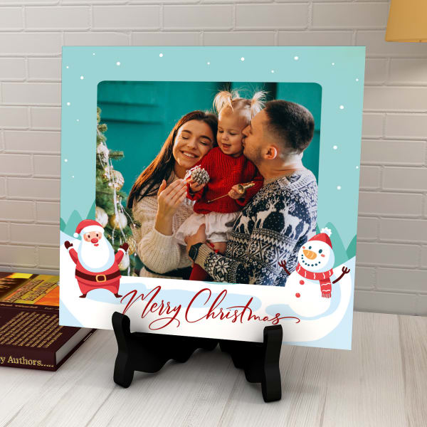 Personalized Merry Christmas Photo Tile with Stand: Gift/Send Christmas ...