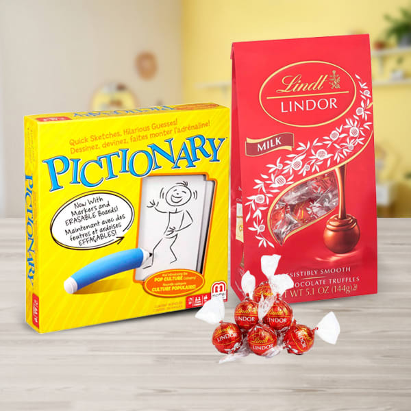 Pictionary Board Game and Lindor: Gift/Send USA Gifts Online JVS1205023 ...