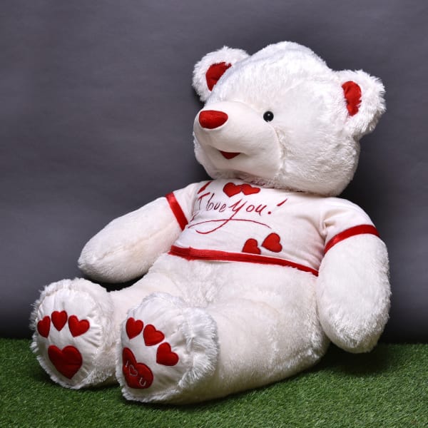 Red & White Fur Big Teddy Bear: Gift/Send Toys and Games Gifts Online ...