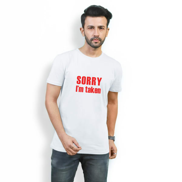 Buy/Send Sorry I'm Taken Mens T-shirt - White Online | IGP | JVS1273545