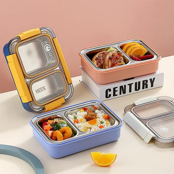 Buy/Send Stainless Steel 2-Compartment Lunch Box - Assorted - Single ...