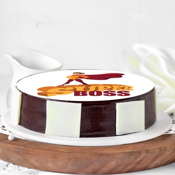 Super Boss Poster Cake Half Kg : Gift/Send Boss Day Gifts Online ...
