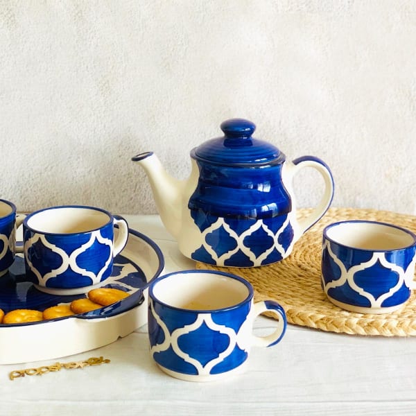 Buy/Send Tea Set Blue Ceramic Set Of 6 Online | IGP | JVS1217999