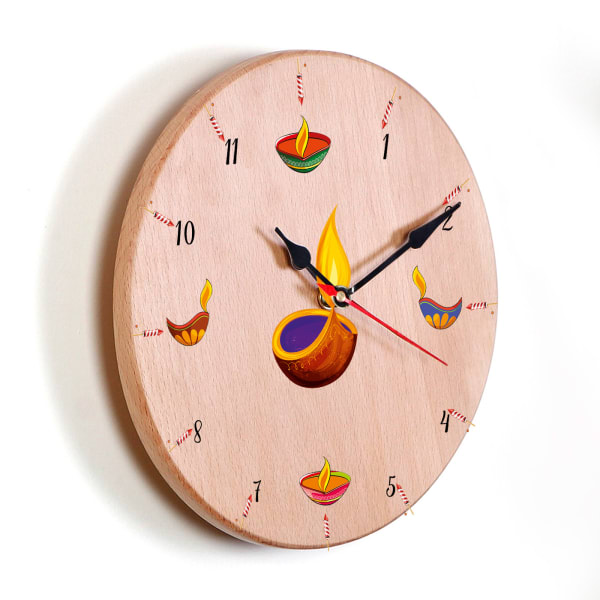 Wooden Wall Clock For Diwali: Gift/Send Diwali Gifts Online M11121040 ...