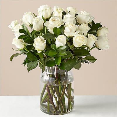 Buy/Send 24 White Roses With Vase Online | IGP | IP1153809