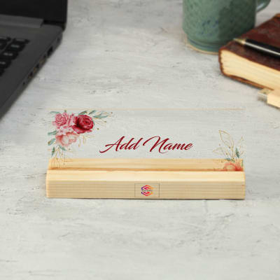 Buy/Send Acrylic Name Plate In Wooden Stand - Customized With Logo ...