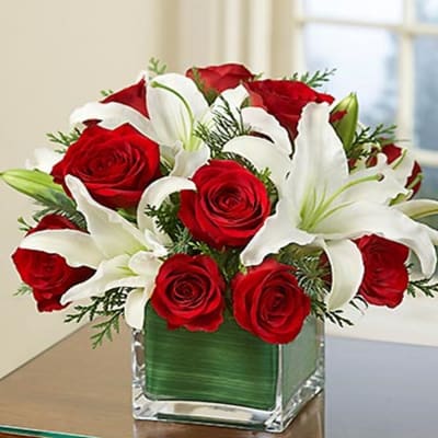 Buy/Send Arrangement of Red Roses and White Liliums Online | IGP ...