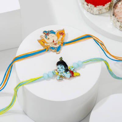 Bal Ganesha And Krishna Rakhi For Kids Set Of 2: Gift/Send Rakhi Gifts ...