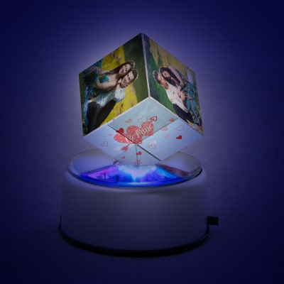 Be Mine Personalized Rotating Crystal Cube with LED: Gift/Send Home ...