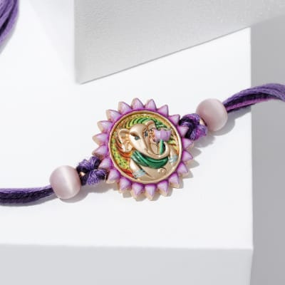 Buy/Send Beaded Matte Divine Lord Ganesh Rakhi Online | IGP | JVS1285617