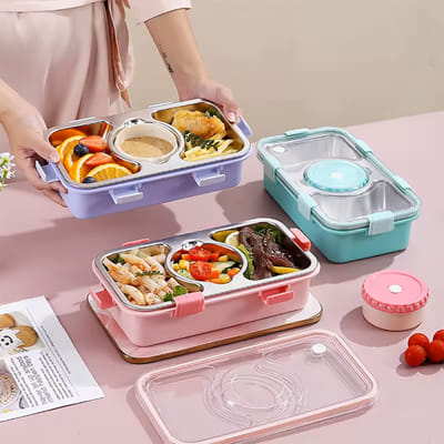 Buy/Send Bento 3 Grid Lunch Box - Assorted - Single Piece Online | IGP ...
