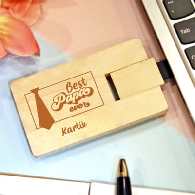 Best Papa Personalised Wooden Pen Drive: Gift/Send Home Gifts Online ...