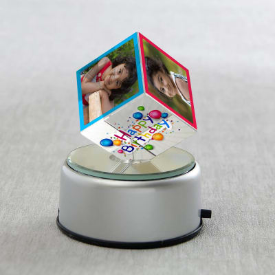 Birthday Personalized Rotating Crystal Cube with LED: Gift/Send Home ...