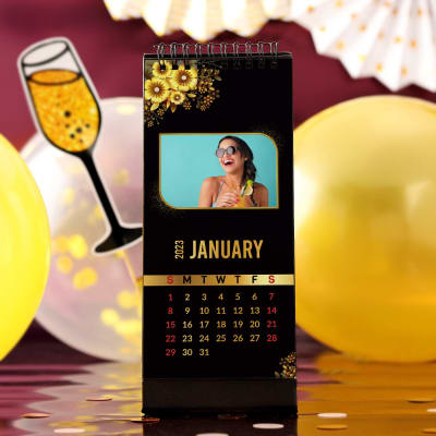 Black Hued Personalized Desk Calendar: Gift/Send Christmas Gifts Online ...