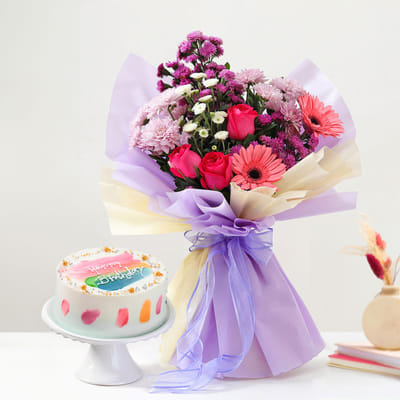Buy/Send Blooms And Rainbow Indulgence Birthday Combo Online | IGP ...