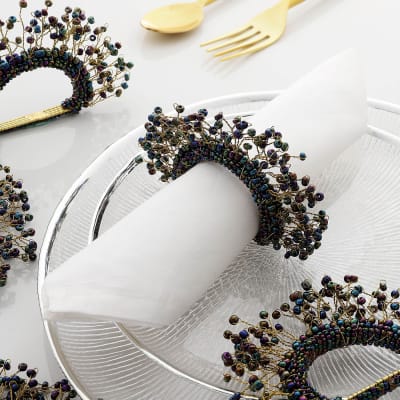 Buy/Send Blue Beads Semicircle Napkin Rings Set of 6 Online | IGP ...