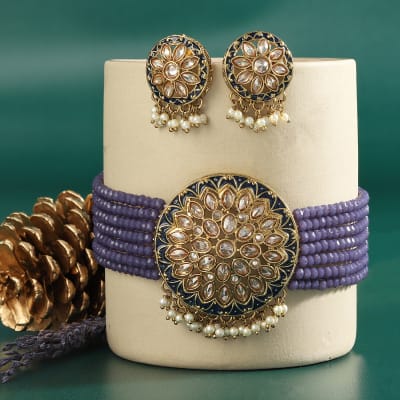 Buy/Send Blue Choker Set with Earrings Online | IGP | JVS1202453