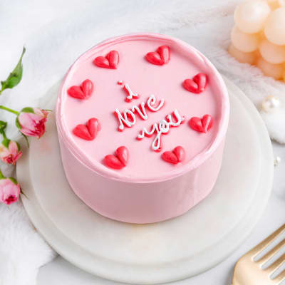 Buy/Send Blush Pink I Love You Cake Online | IGP | JVS1361105