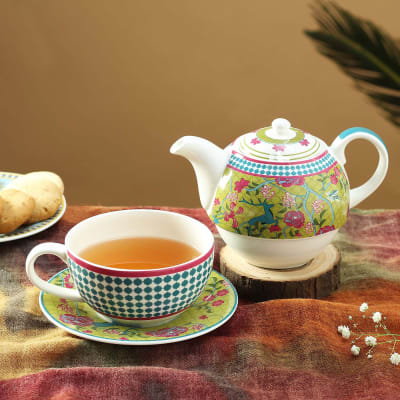 Buy/Send Botanical Print Tea Set for One Online | IGP | J11132849