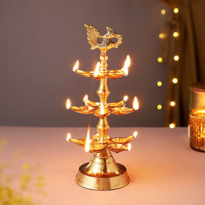 Buy/Send Brass Panchmahal (Step Diyas) 3-steps Online | IGP | J11146895